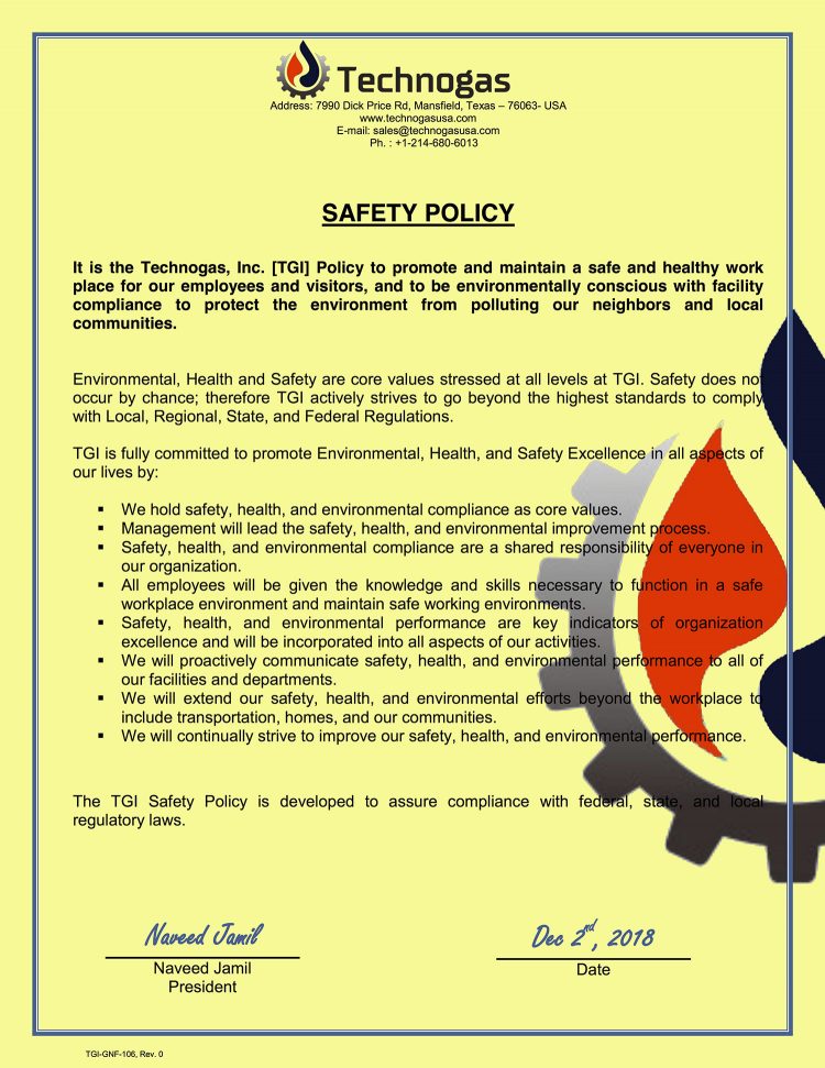 Safety Policy - Technogasusa